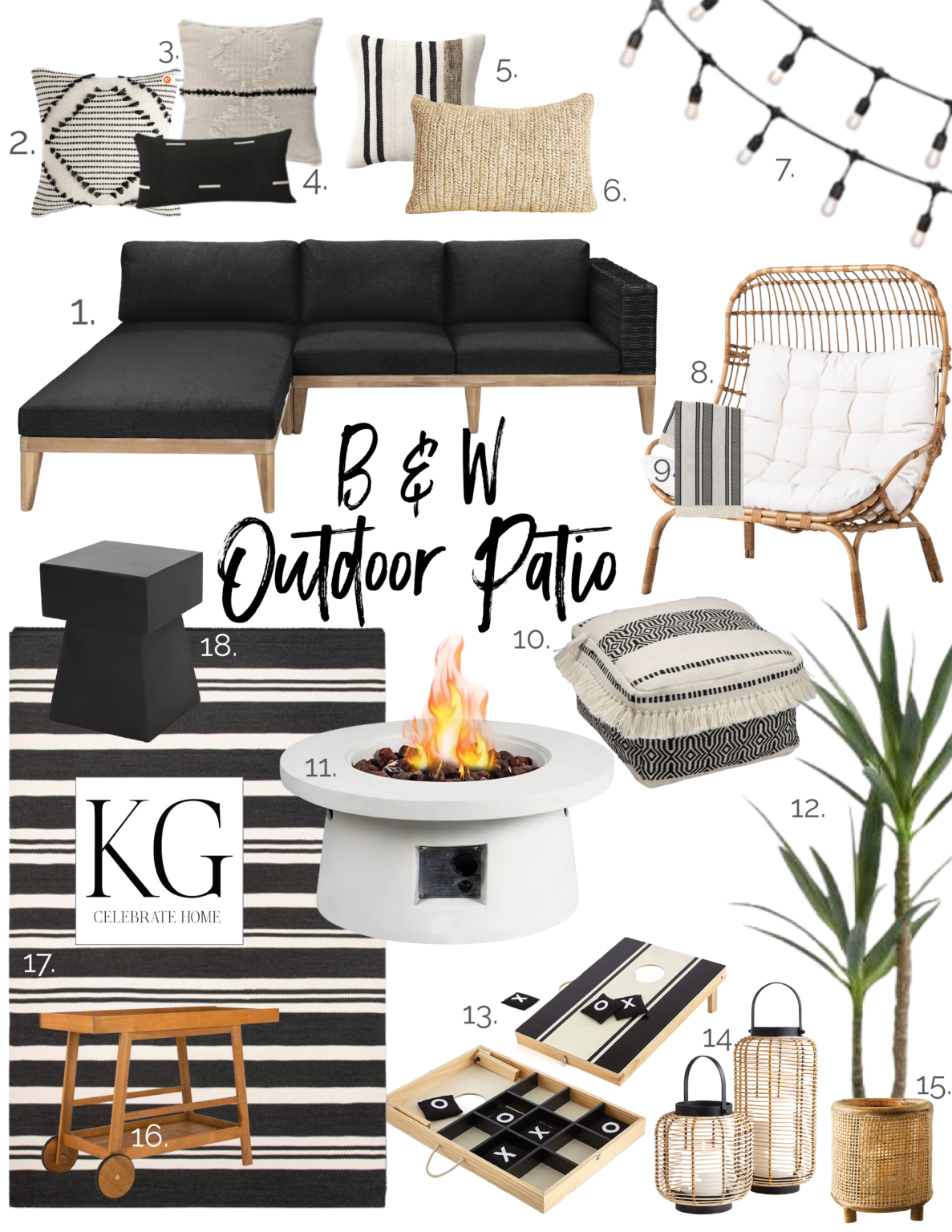 Black and White Outdoor Patio Furniture Ideas - Krista Gilbert